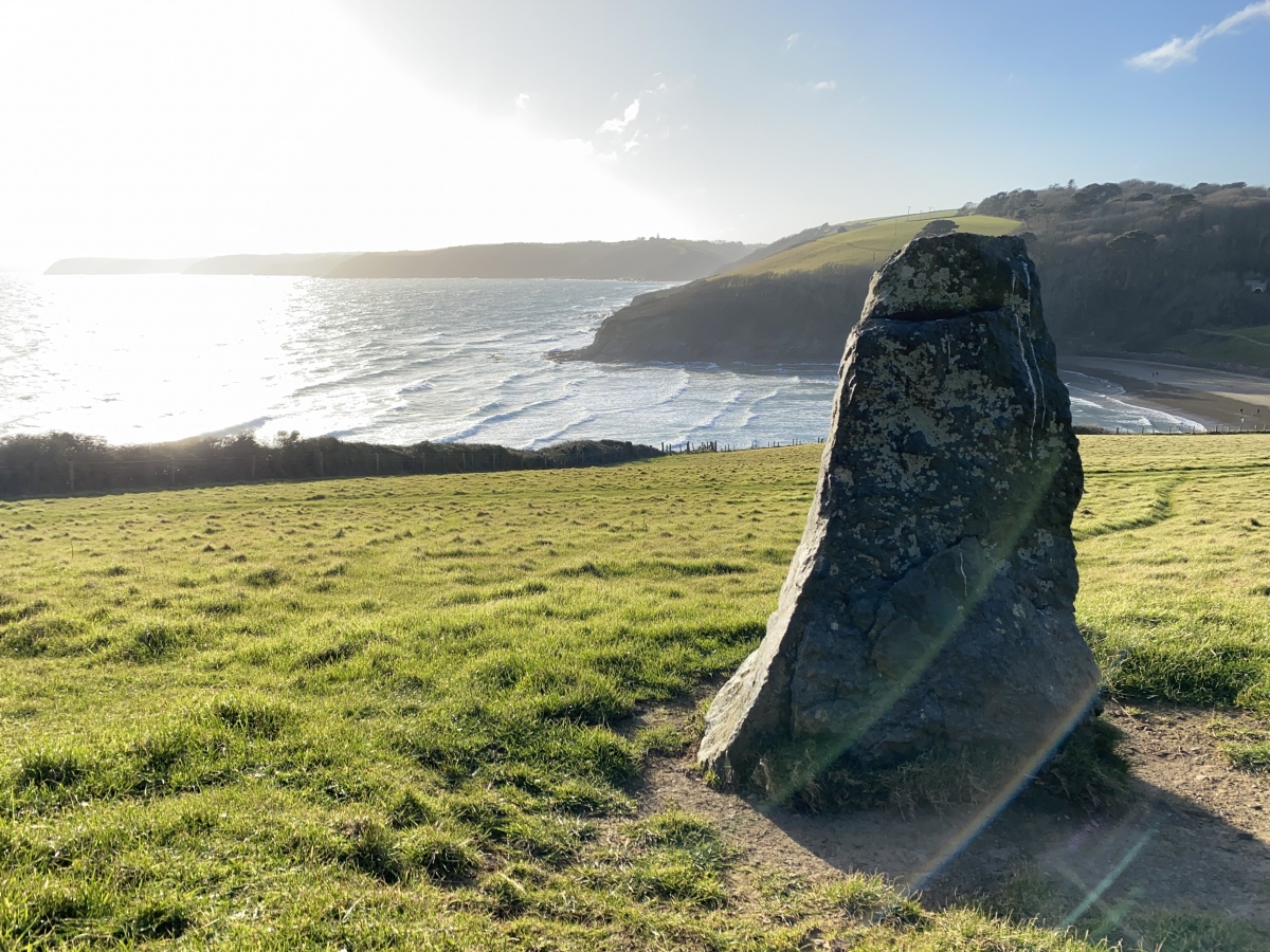 Standing Stone to the East of Porthluney Bay Standing Stone (Menhir ...